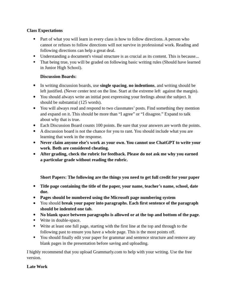 Course Expectations Smith Updated 7.2.2024 | PDF | Paragraph | Rubric (Academic)