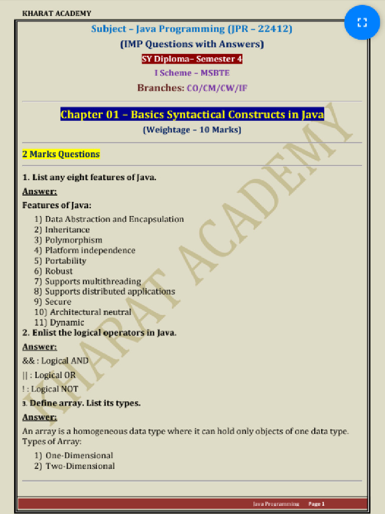 Java Kharat IMP | PDF