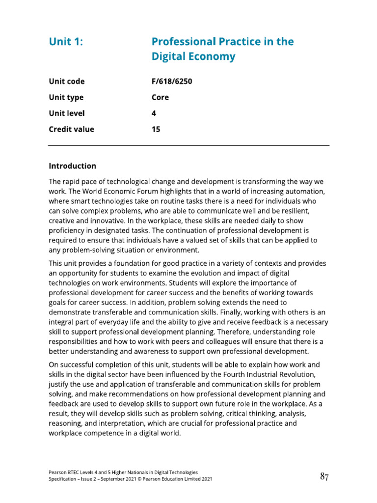 Unit 1 Professional Practice in The Digital Economy | PDF
