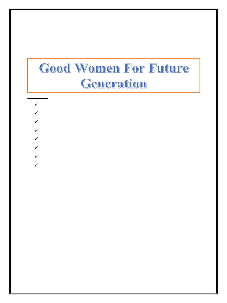 Good Women For Future Generation | PDF | Intimate Relationships ...