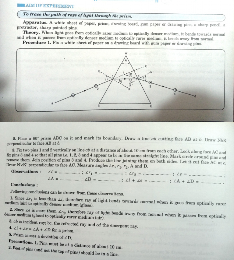 Light Refraction Through Prism Experiment | PDF | Refractive Index ...