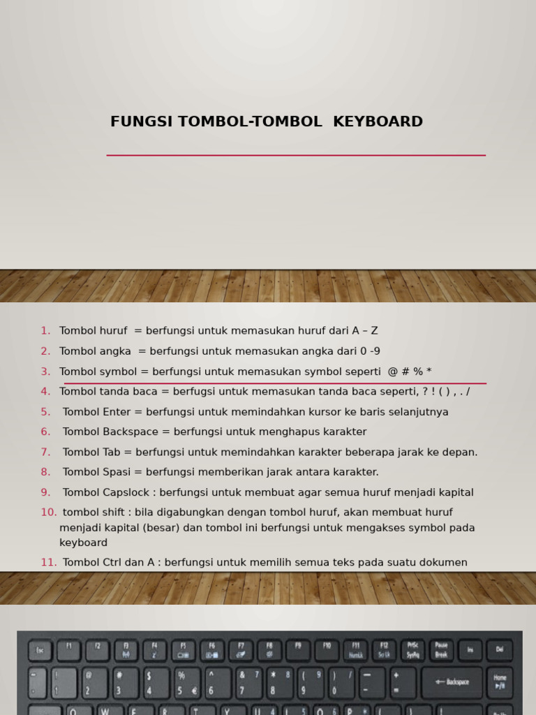 Fungsi Tombol Keyboard Kelas 1 | PDF