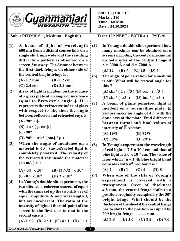 Chemistry_journal_GUJ-2024_0001 | PDF | Wavelength | Diffraction