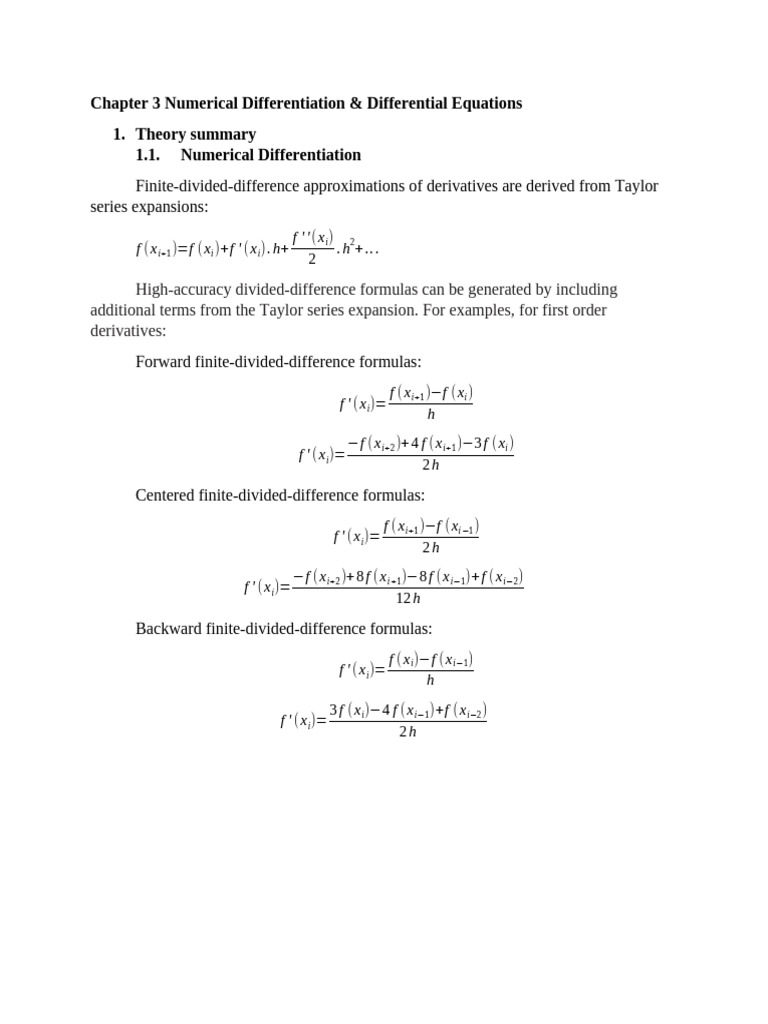 Chapter-3-Numerical-Differentiation | PDF | Numerical Analysis | Derivative