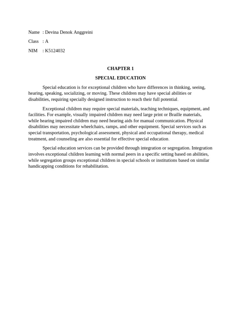 Chap 1 - Special Education | PDF