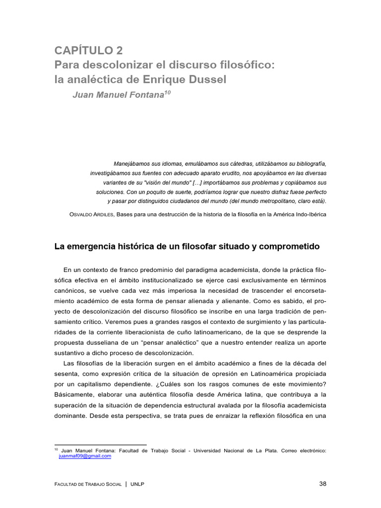 EL PROCESO DE DESCONOLIZACIÓN EN ENRIQUE DUSSEL | PDF | Dialéctico | Georg Wilhelm Friedrich Hegel