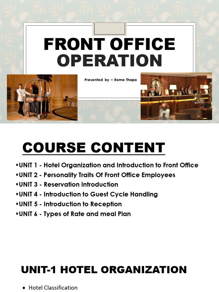 Front Office Operation 16 | PDF | Hotel | Fax
