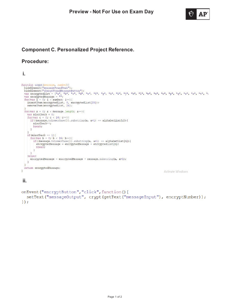 Ap24 CSP Create FRQ 1 Set 1 Sample B PPR | PDF