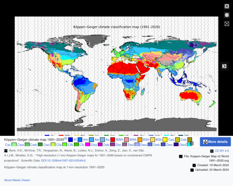 Koppen-Geiger Map v2 World 1991-2020 - Köppen Climate Classification - Wikipedia | PDF