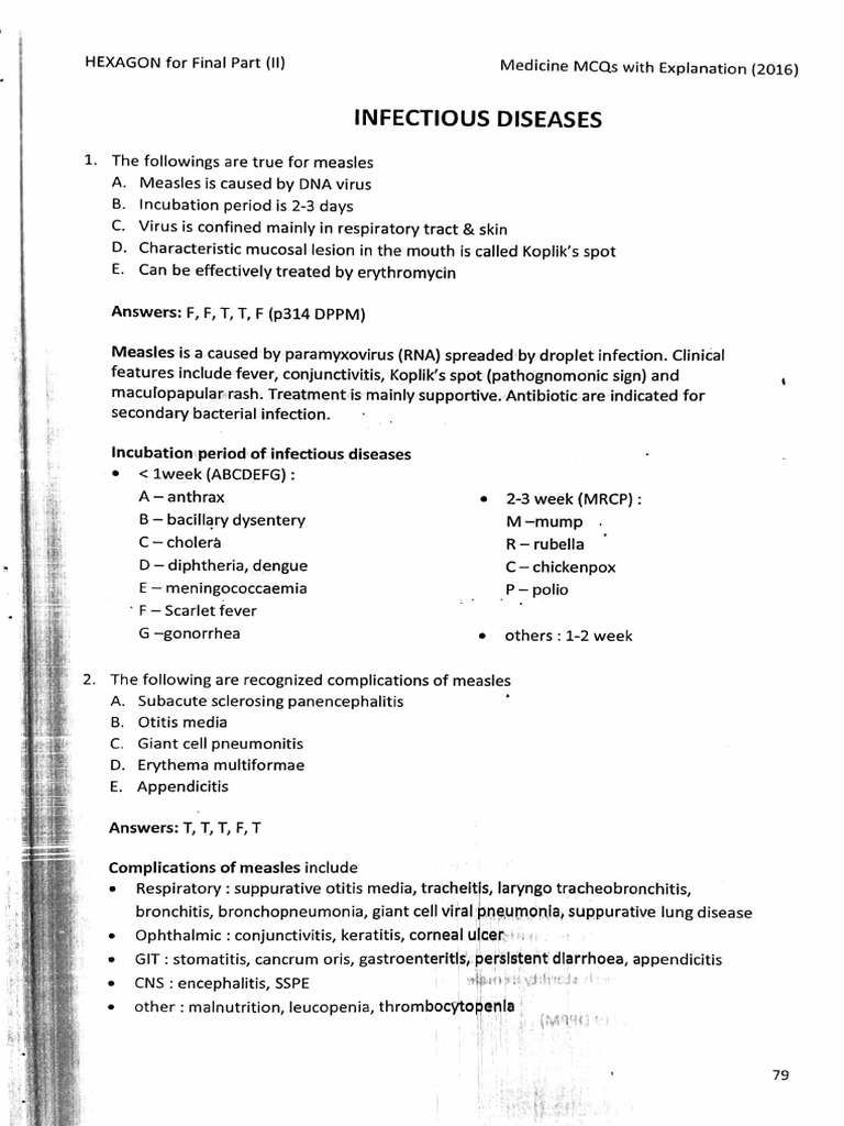 Medicine MCQ - Infectious Diseases | PDF