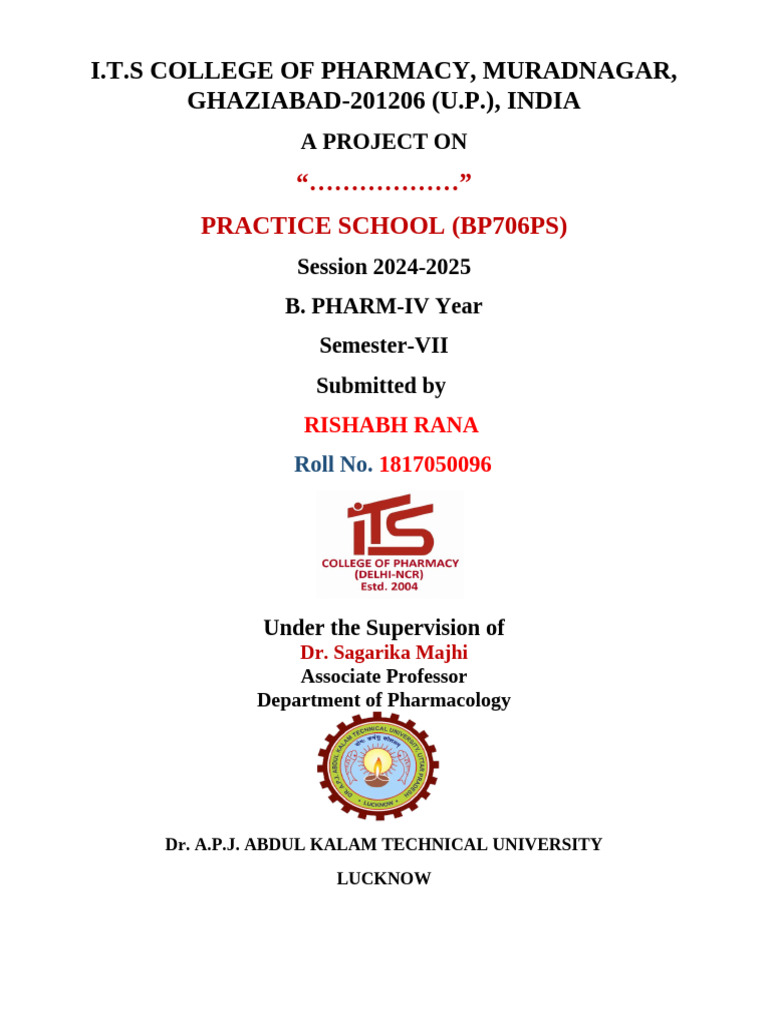 Cover Page For Practice School | PDF