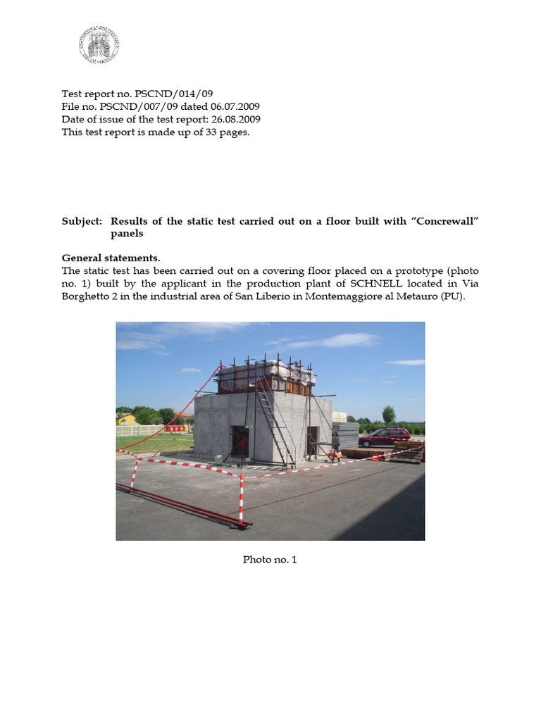 Static Test Report on Concrewall Panels | PDF | Building Engineering ...