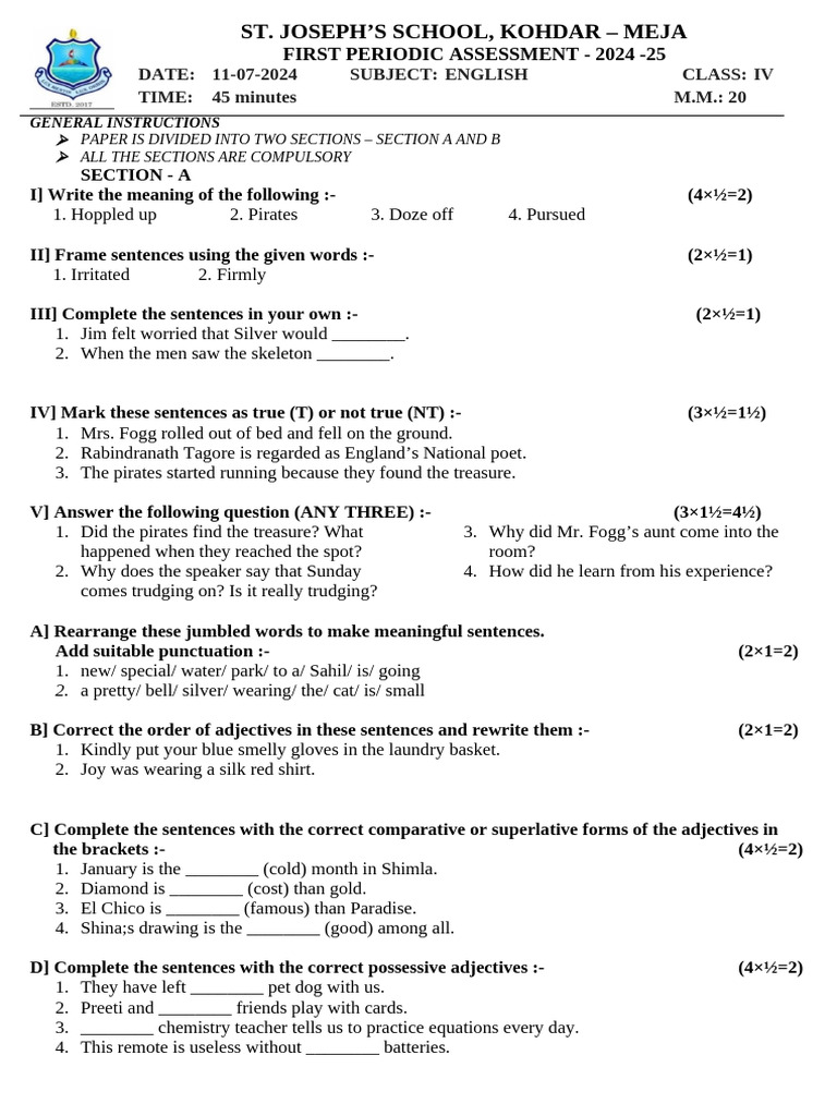 CLASS_4 ENGLISH | PDF | Linguistics