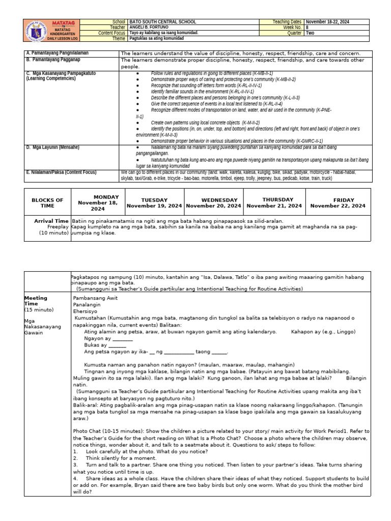 Kinder DLL - Week 8 | PDF