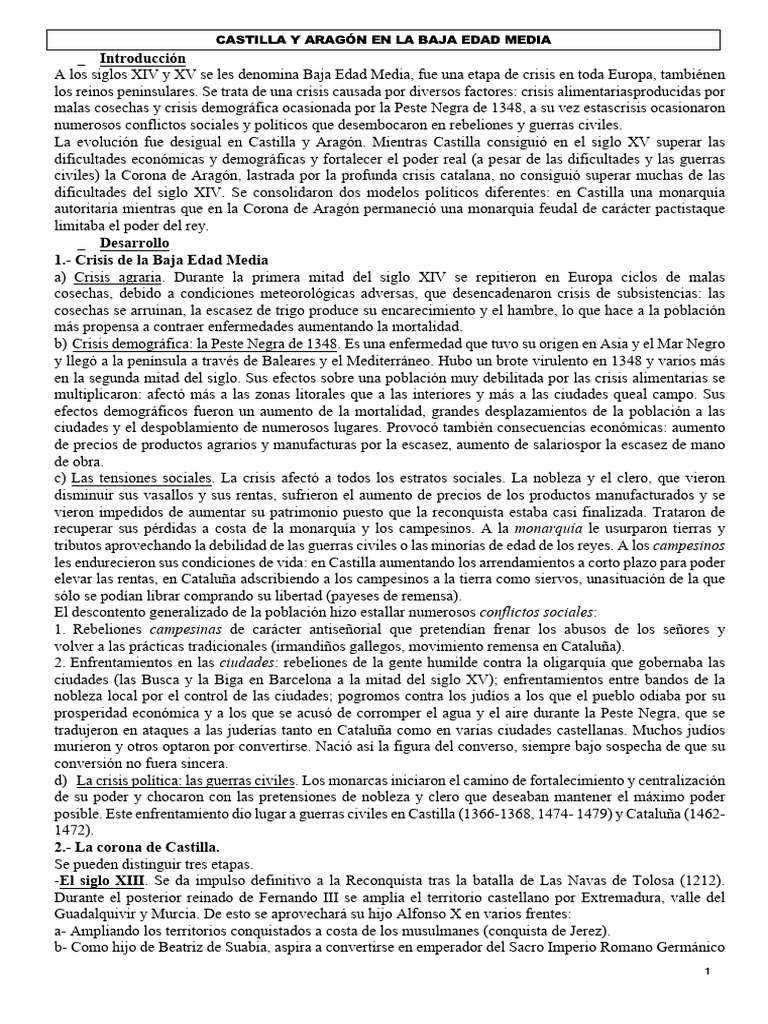 Nuevocastilla y Aragón en La Baja Edad Media | PDF | España | Nobleza