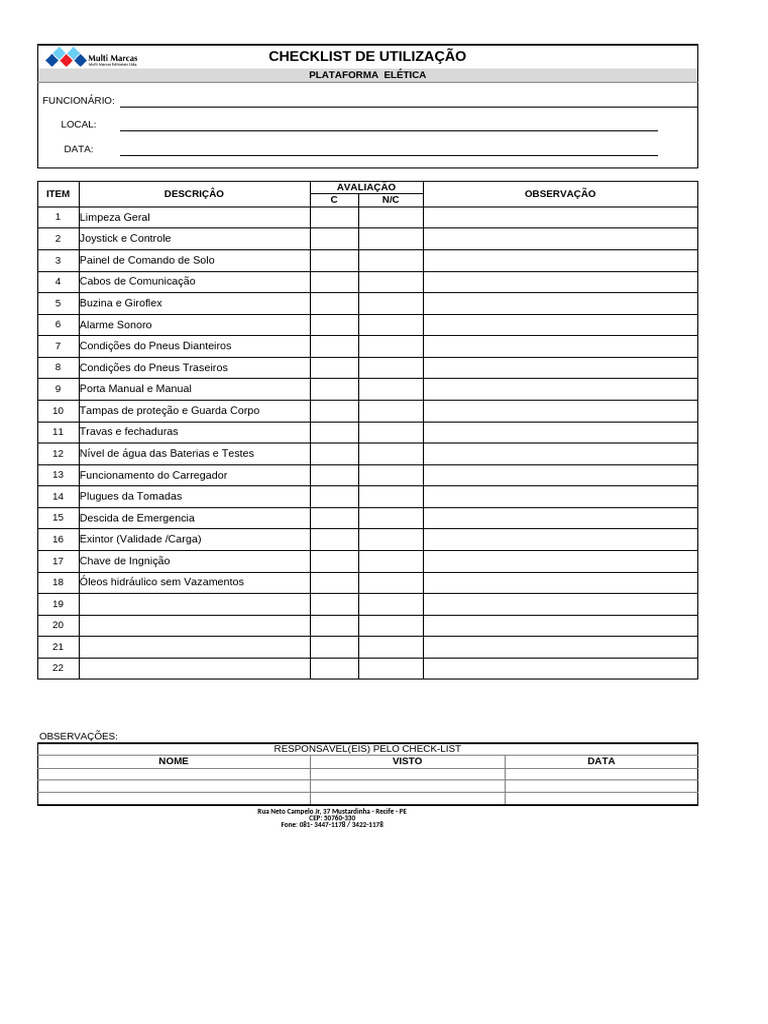 Checklist Plataforma 23 | PDF