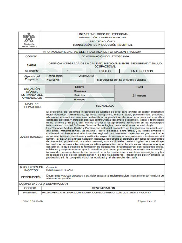 Contenidos Programáticos Sena | PDF