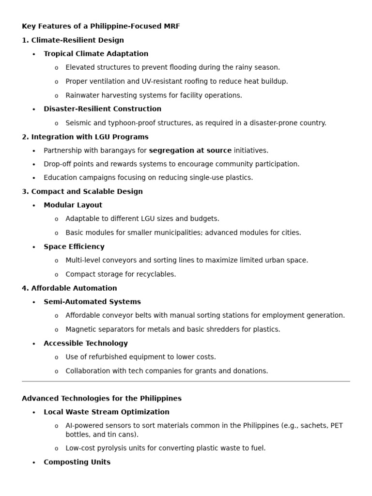 Barangay MRF Design Features in the Philippines | PDF | Recycling | Waste
