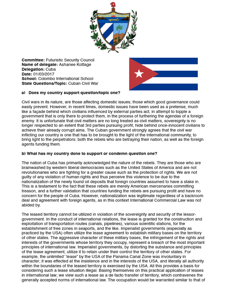 FPS Delegate of Cuba | PDF | Cuba | International Law