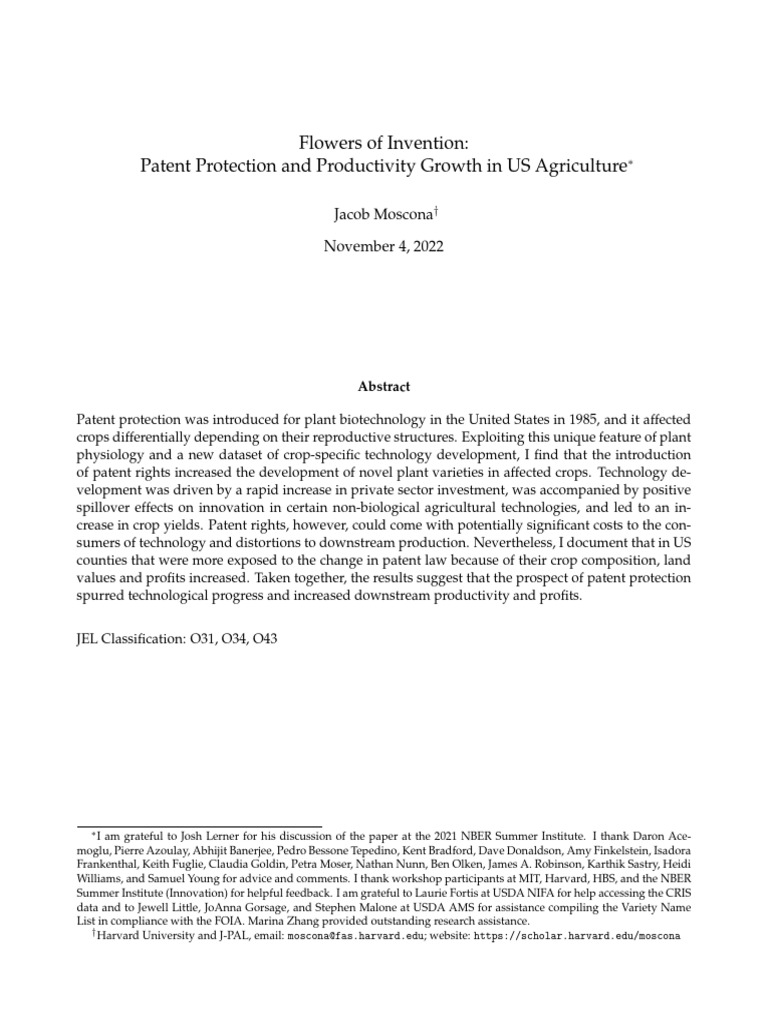 Flowers of Invention- Patent Protection and Productivity Growth in US ...