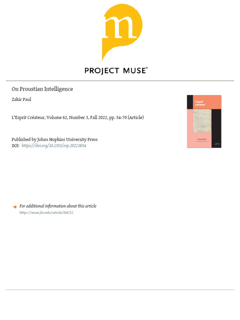 On proustian intelligence | PDF | In Search Of Lost Time | Marcel Proust