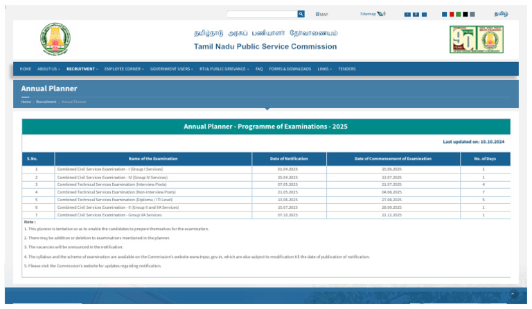 TNPSC - Annual Planner 2025 | PDF