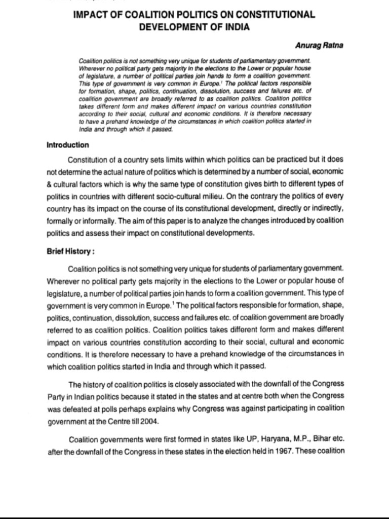 Impact of Coalition On Prime Minister | PDF | Bharatiya Janata Party ...
