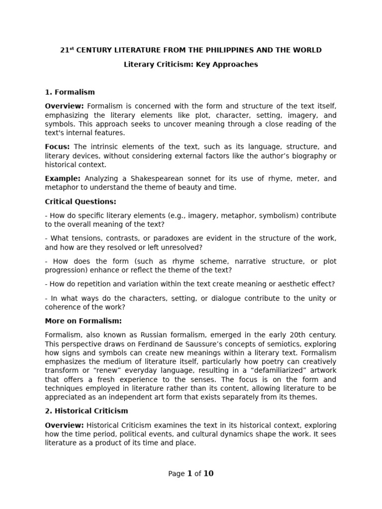 Literary Criticism Approaches | PDF | Postmodernism | Postcolonialism