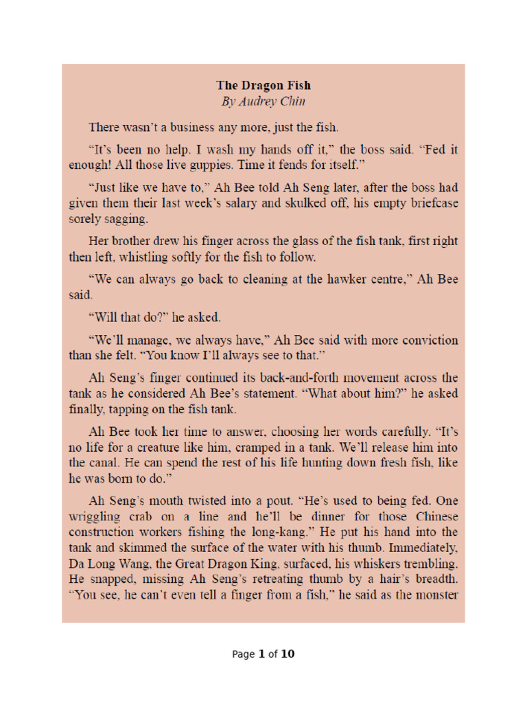 Story 1 The Dragon Fish by Audrey Chin | PDF