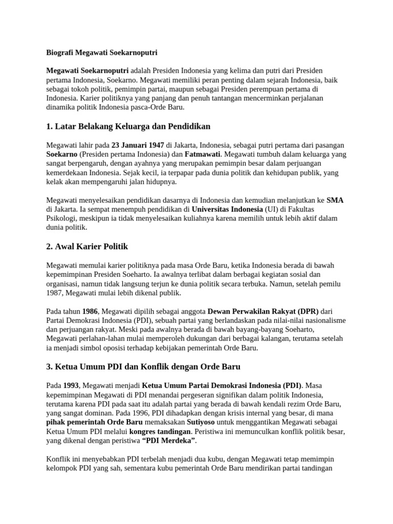 Biografi Megawati Soekarnoputri | PDF
