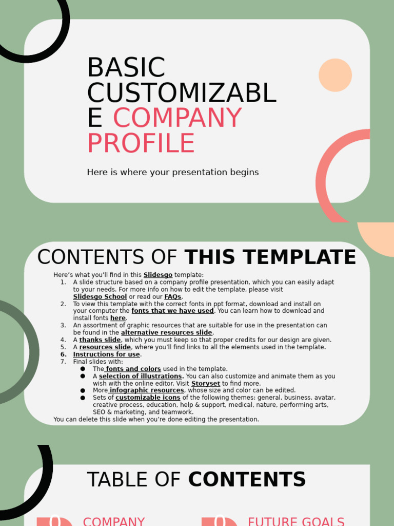 Basic Customizable Company Profile by Slidesgo | PDF | Planets | Solar ...