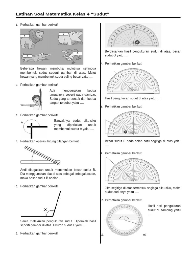 Latihan Soal Sudut Kelas 4 | PDF