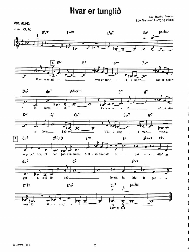 Hvar Er Tunglið Leadsheet | PDF