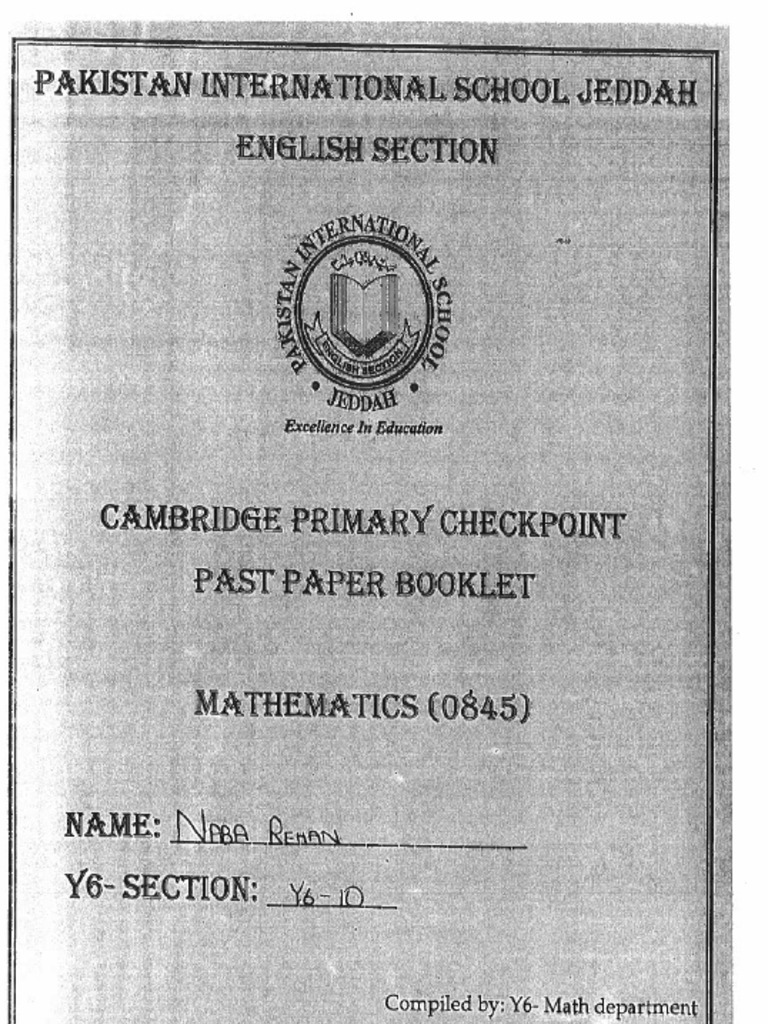 Y6 Maths Solved CIE Past Paper | PDF