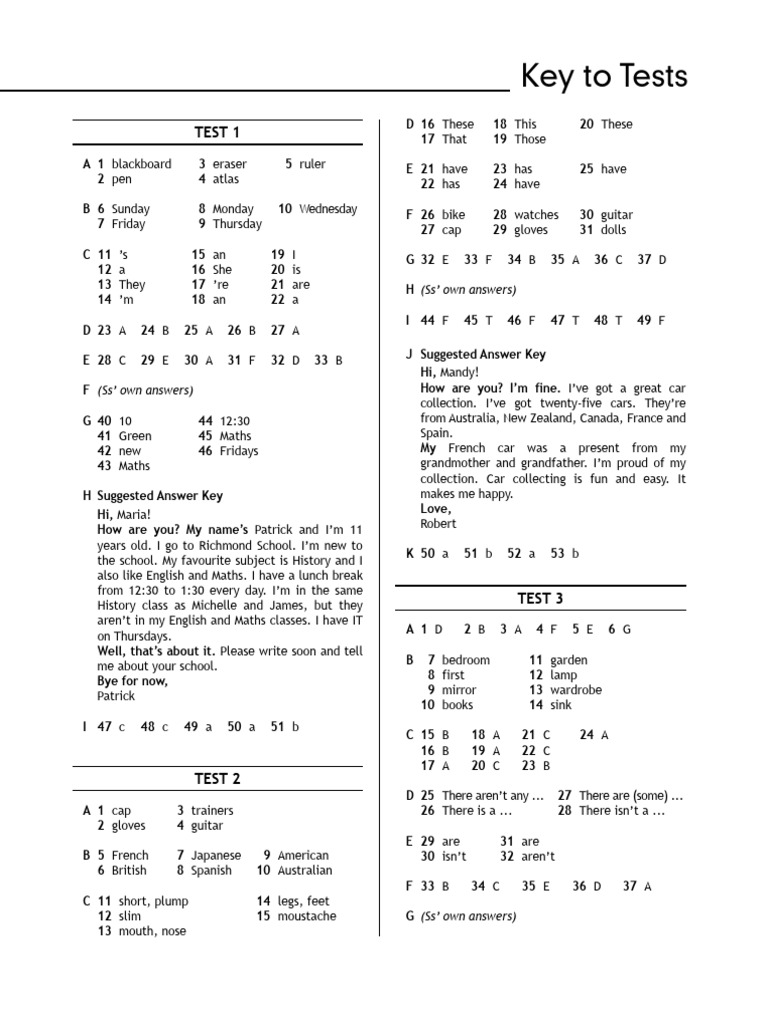 13 Answer Key Module Test 1-10 ACTION 1 | PDF