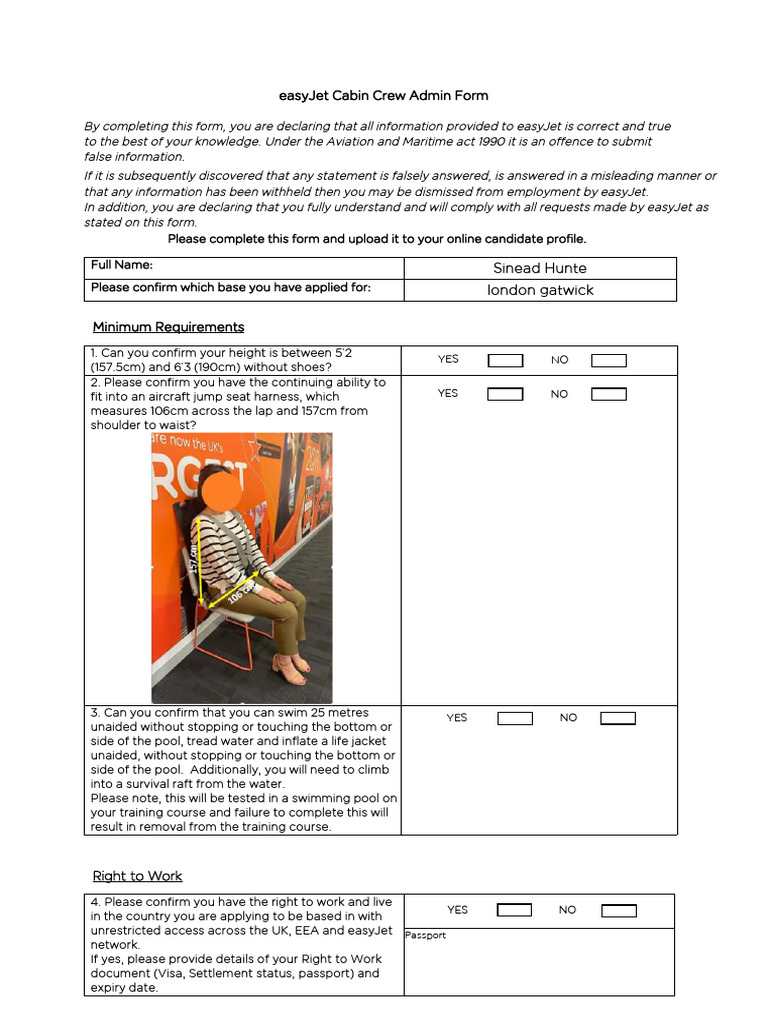 Cabin Crew Admin Form Complete | PDF | Criminal Record