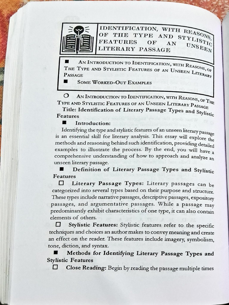 SEM 2 SEC Identification, With Reasons, of The Type and Stylistic ...