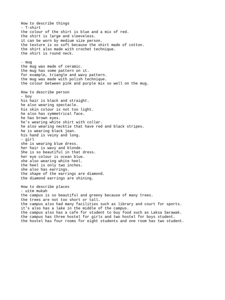 How To Describe Things | PDF