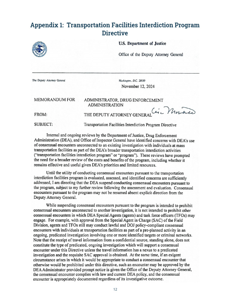 DOJ Letter to DEA | PDF | Drug Enforcement Administration | Special Agent