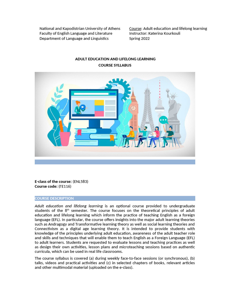 Adult Education & EFL Teaching Syllabus | PDF | Learning Theory ...