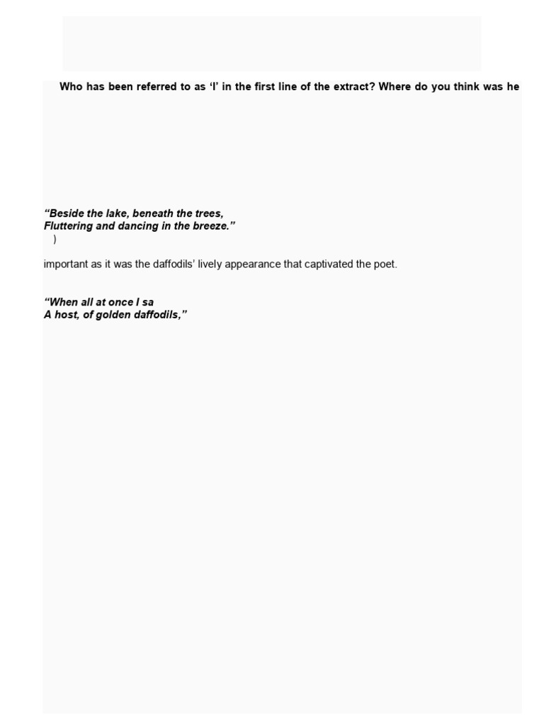 Daffodils: Questions and Answers Guide | PDF | William Wordsworth