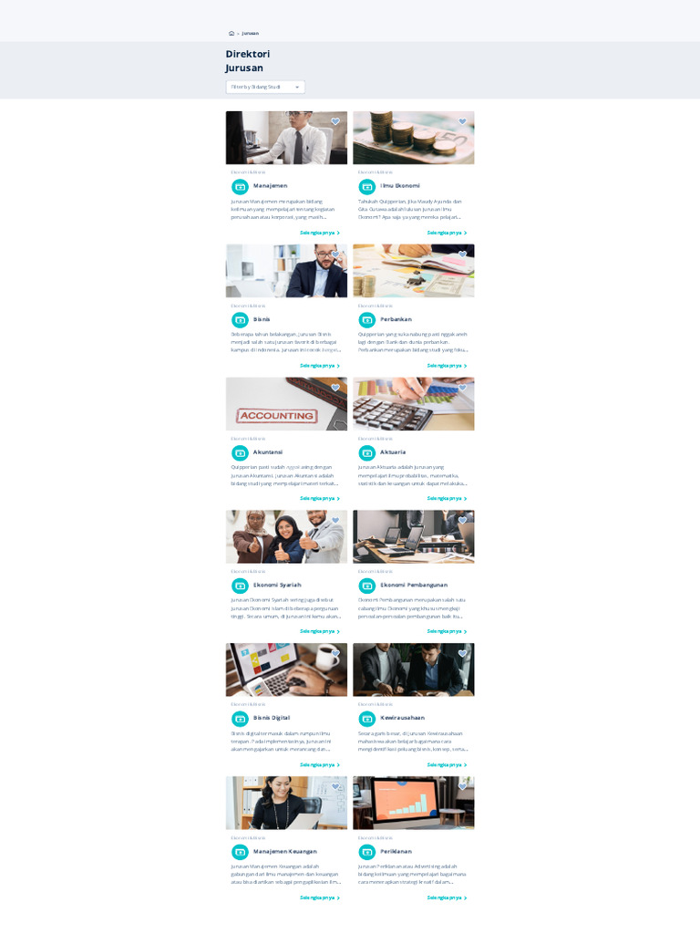 Daftar Jurusan Kuliah Di Bidang Ekonomi & Bisnis - Quipper Campus | PDF