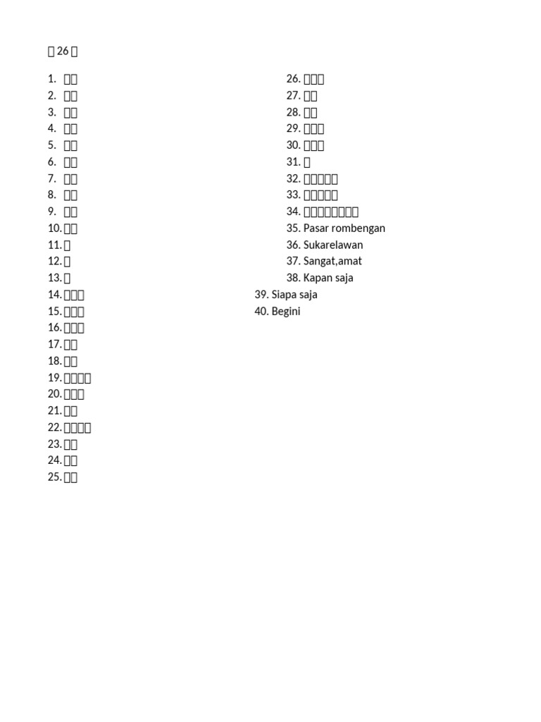 Bab 26 Kotoba Kanji, Minna No Nihongo | PDF