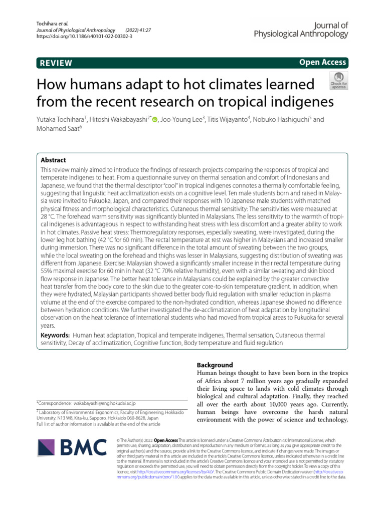 How Humans Adapt To Hot Climates Learned From The | PDF | Natural ...
