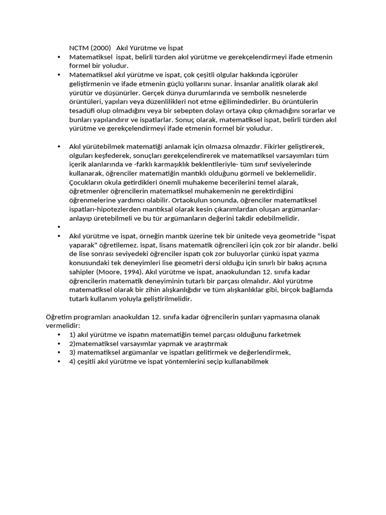 NCTM Akil Yürütme Ve İspat | PDF