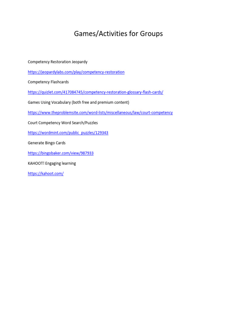 Engaging Group Activities For Competency Pdf