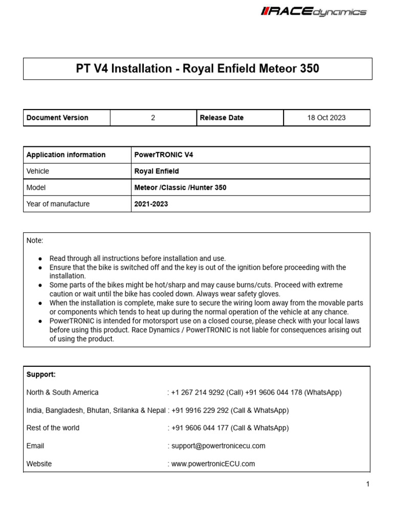 PT V4 Installation RE Meteor 350 Min | PDF | Electrical Connector ...