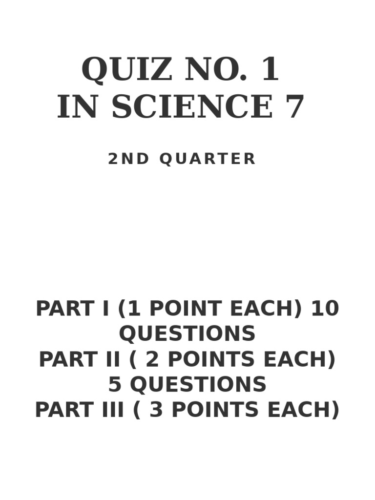 Quiz No. 1 in Science 7 | PDF