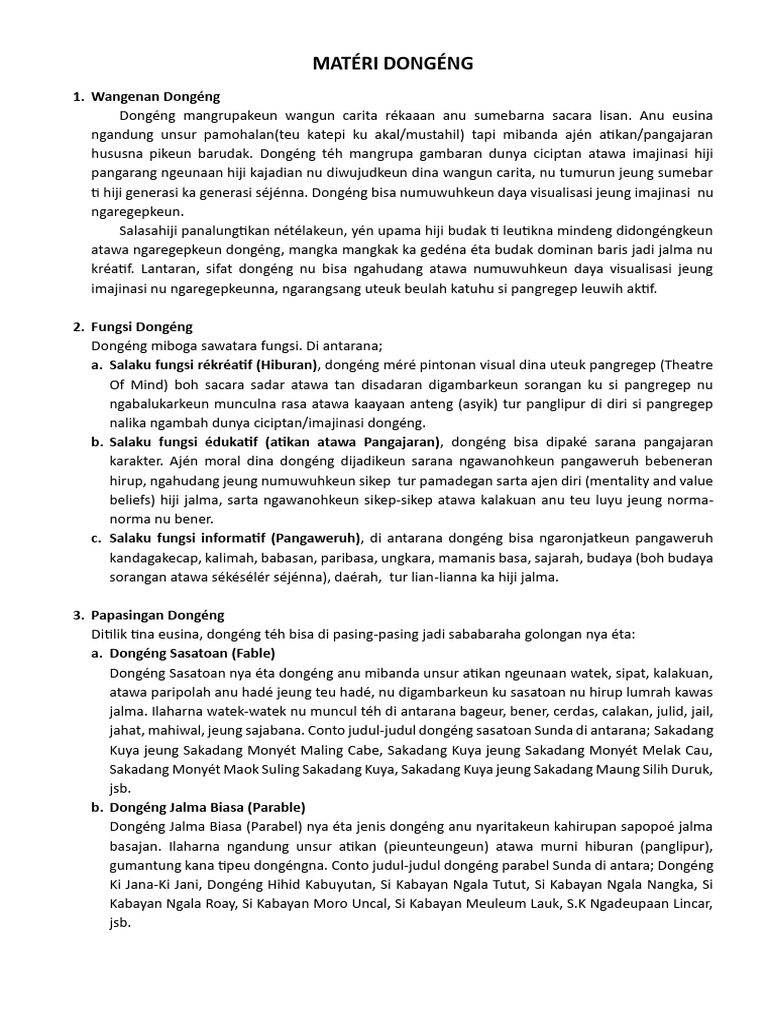 Matéri Dongéng | PDF