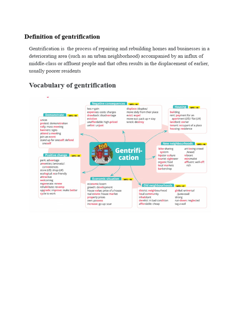 Definition of Gentrification and Vocabulary | PDF